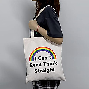 LEVLO Rainbow LGBT Lesbian Gay Pride Bags I Can't Even Think Straight Shopping Bags Birthday Present (I Can't Even Think Straight)