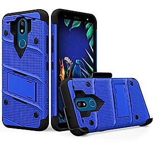 ZIZO Bolt Series LG K40 Case | Military-Grade Drop Protection w/ Kickstand Bundle Includes Belt Clip Holster LG Harmony 3 Blue