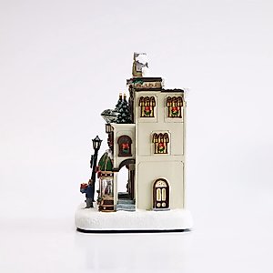 MOMENTS IN TIME 11" H Resin Christmas Village Building, Frosty's Fine Jewelry Shop with LED Lights and Christmas Music - Power Adapter (Included)