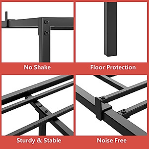 GAOMON Full Size Bed Frame 14 inch Black Metal Platform Bed Frame No Box Spring Needed Bedframe with Metal Slats Support Mattress Foundation Beds Base Easy Assembly Under Beds Storage-Full Size