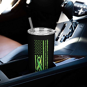 HZQYHD Traumatic Brain Injury Awareness Stainless Steel Tumbler Cup 20 Oz Travel Coffee Mug Portable Thermal Cup With Lids