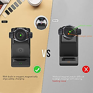 3 in 1 Wireless Charging Station for Samsung Wireless Charger Stand Magnet Galaxy Watch 4/3 Active 2/1 Galaxy S23/S22 S21/S20/S10/S10e/Note 20/10/9/8/Z Flip/3 Fold 3 Galaxy Buds 2/Live Multiple Device