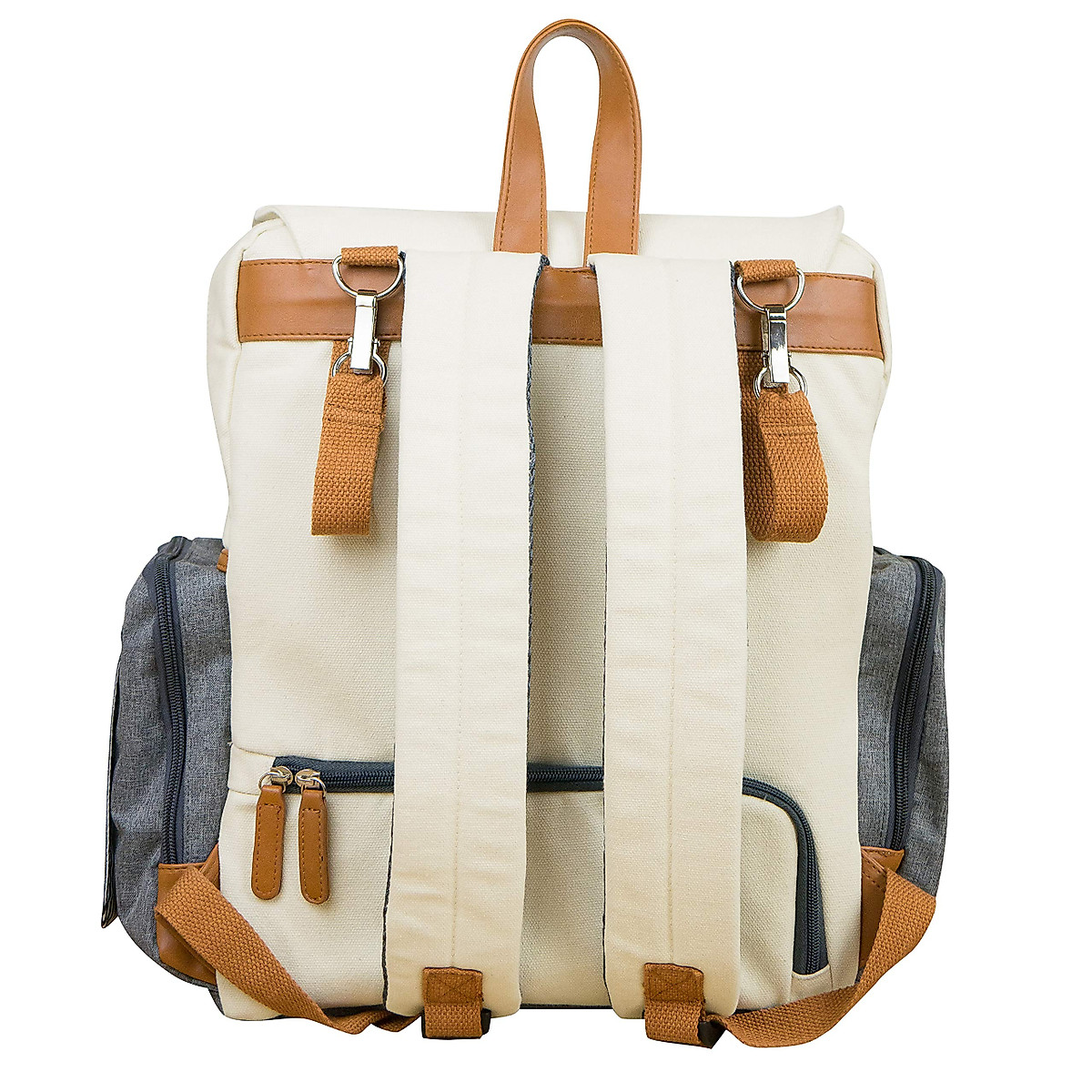 Cutie Carry Diaper Bag Backpack with Baby Pad Insulated Pocket Stroller Straps Wipe Dispenser Padded Shoulder Large Fashion Bags Dad or Mom Grey Cream