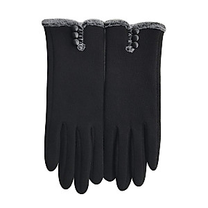 T-GOTING Womens Winter Gloves Warm Lined Touch Screen Driving Gloves (Black) One Size