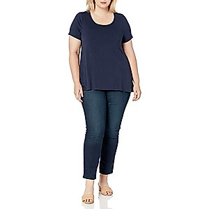 Amazon Essentials Women's Relaxed-Fit Short-Sleeve Scoopneck Swing Tee (Available in Plus Size), Navy, XX-Large