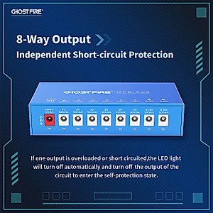 Ghost FIRE GP8-SV2 8-Output Pedal Power Supply+ 5V USB Output Fully Isolated Power Supply with Independent Short-Circuit Protection