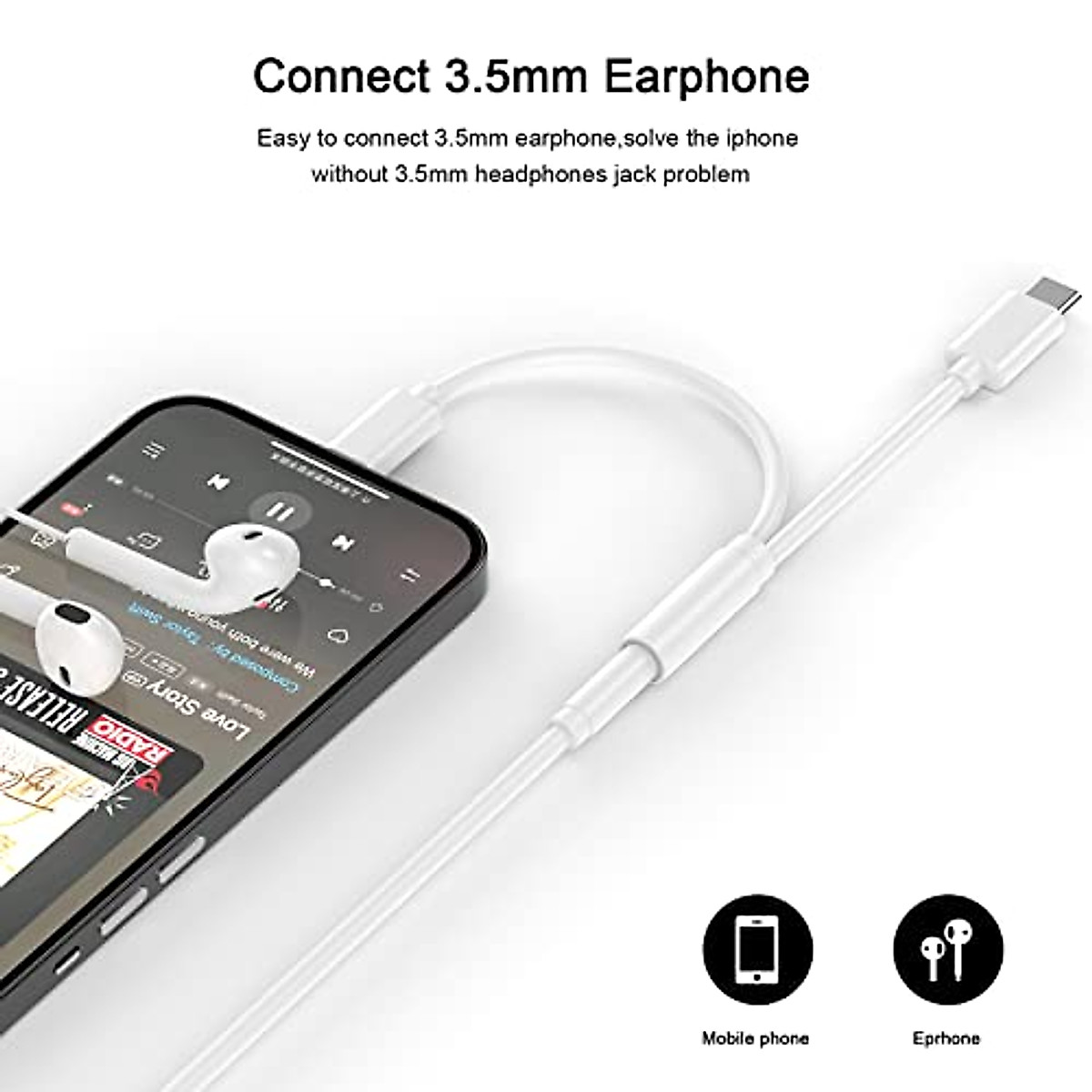 Lightning to 3.5 mm Headphone Jack Adapter,[Apple MFi Certified] iPhone Headphones Aux Audio Dongle+USB Type C to 3.5 mm Jack Female Adapter for iPhone 14 13 Pro Max 12 11 XS XR X 8 7 Samsung S23 S22