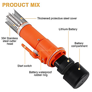 Electric Fish Scaler Remover, Powerful Fish Scraper Cordless Fish Scale Cleaner Set Rechargeable Automatic Fish Scaler Scraper Waterproof (2 Batteries & 2 Cutter Heads)