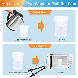 Nose Wax Kit, Auperwel Nose Ear Hair Instant Removal Kits 15-20 Times Usage, Nostril Waxing Kit for Men Women, Safe Easy Quick, 100g Wax, 20 Black Stcik Applicator, 15 Mustache Guards, 10pcs Paper Cup