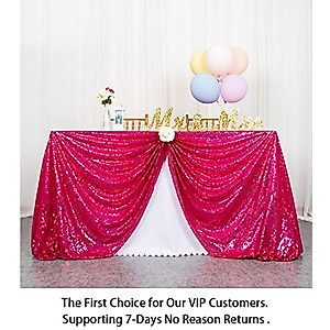 ShinyBeauty Hot Pink Sequin Tablecloth Rectangle 60inx102in Sequin Tablecloth for Wedding/Party-Fuchsia