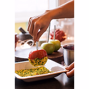 32 PCS Bling Candy Apple Bamboo Sticks, Caramel Apple Wooden Pointed Skewers with Rhinestones Diamond Mesh Wrap, Fruit Treats Pop Dec Bar for Dessert Table Tea Party Birthday Wedding (Silver)