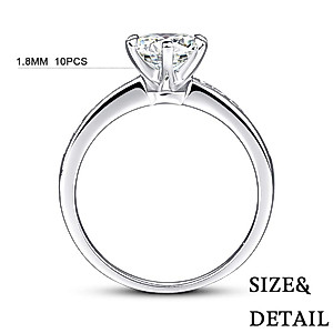 AVECON 925 Sterling Silver Engagement Ring 2.5 Carat 5A Cubic Zirconia Round Cut Solitaire Wedding Ring for Women Size 6