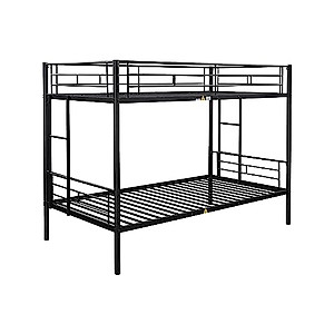 MWrouqfur Bunk Bed,Twin Over Twin Metal Bunk Bed,Metal Bunk Bed Twin with Ladder and Safety Rail,Space-Saving, Noise Free, No Box Spring Needed