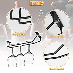 Yimerlen 10.8 Inch Black Wine Glass Rack, Under Cabinet Wine Glass Holder, Metal Stemware Rack Hanger for Kitchen Storage (4 Pack)