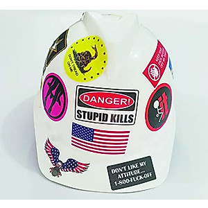 TreeArm Hard Hat Stickers Set of 32 Funny Water Proof Helmet Sticker and Decals with American Flag for Hard Hats Construction Helmet and Tool Box 2.5-3.5 Inch Size