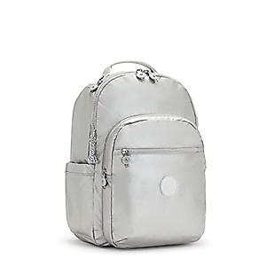 Kipling Women's Seoul 15" Laptop Backpack, Durable, Roomy with Padded Shoulder Straps, Bag, Bright Metallic, One Size