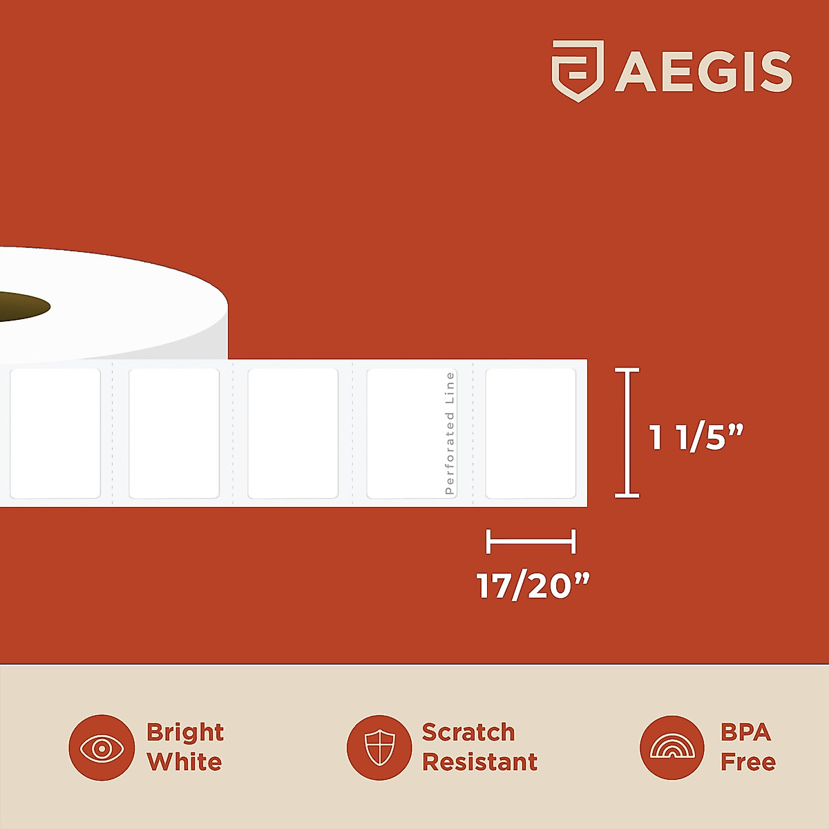Aegis Adhesives - 1.2” X 0.85” Direct Thermal Multipurpose Labels for Return Address, QR Barcodes, Perforated & Compatible with Zebra Desktop Printers (12 Rolls, 1500/Roll)
