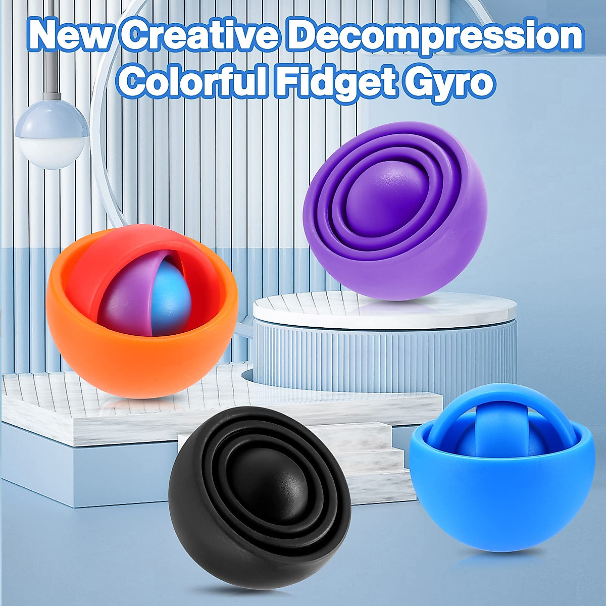 Mebokee Fidget Gyroscope Fidget Spinner Toy Party Favors Finger Toy Hand Fidget Spinner for Adult Kids -ADHD Anxiety Toys Stress Relief Reducer Black