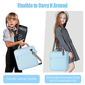 MoKo Zipper Binder, 3 Ring 2 inch Binder with Zipper,500 Sheet Capacity Multi-Pocket School Binder for Middle School, Handle and Shoulder Strap Included, Blue & Gray
