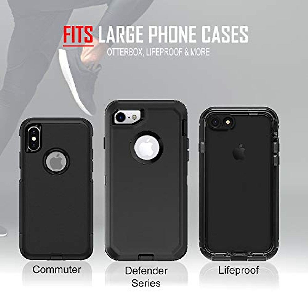 RevereSport Waterproof Running Armband for Phone with Case On (Otterbox, Lifeproof). Sports Phone Holder for iPhone 14/13/12/11/8/XR/Max/Plus/Pro & Samsung S23/S22/S21/S20/S10/Ultra & More