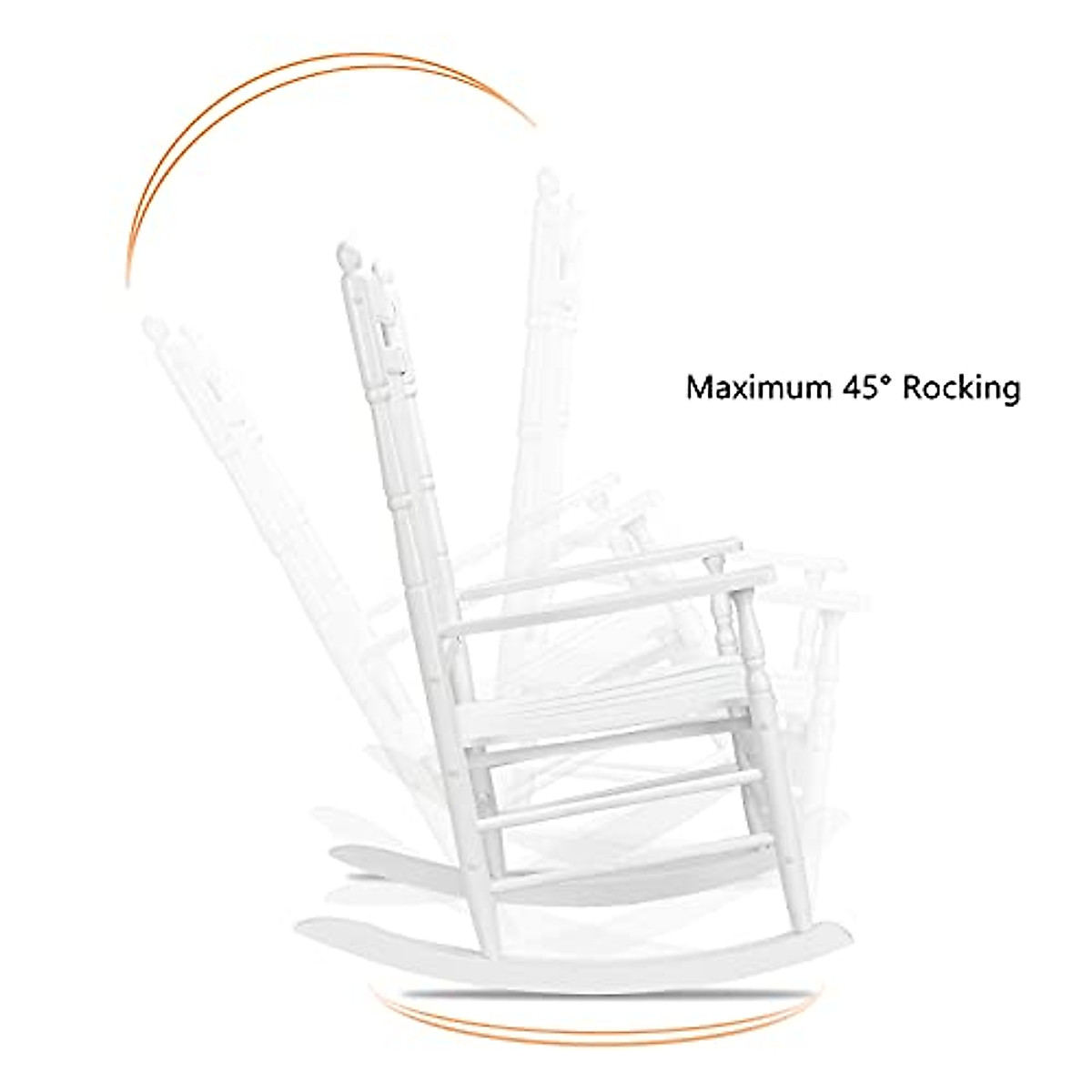 VINGLI 2PCS Wood Rocking Chairs Relaxing Rocker for Deck, Garden, Backyard, Porch, Indoor or Outdoor Use with 350 lbs Weight Capacity, White