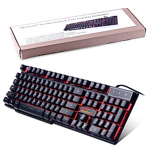 Moobom DB-A8 Mechanical Feel Gaming Keyboard, LED Three Color Backlit USB Wired Game Keyboard