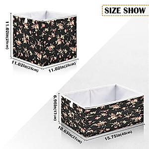 Kigai Storage Basket Floral Foldable Storage Bin 11 X 11 X 11 Inches Cube Storage Baskets Box for Shelves Closet Laundry Nursery Bedroom Home Decor