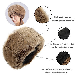 La Carrie Women's Faux Fur Hat For Winter With Stretch Cossack Russion Style, Nature