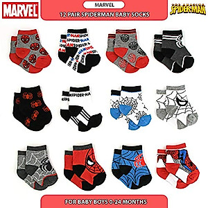 Marvel’s Spider-Man Baby Boys 12 Pack Sock Set (Newborn/Infant) 6-12 months