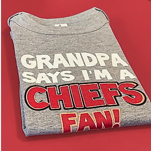NanyCrafts Baby's My Grandpa Says I'm a Chiefs Fan Bodysuit 6 Months Grey