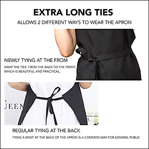 Ihopes Funny Black Apron for Women Baker,Cute Cooking Apron Waterproof with 2 Pockets and Adjustable Neck Strap, Birthday/Christmas/Mother's Day Gifts, Large