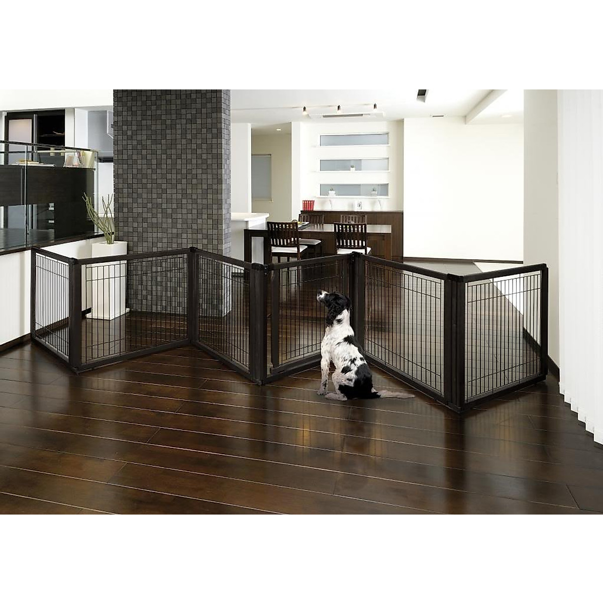 Richell Convertible Elite 6 Panel Pet Gate Black