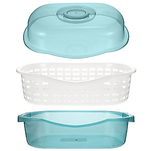 Cabilock Dish Rack Tray Dish Drying Rack and Drain Board with Lid Cover Nursing Bottle Holder Kitchen Plate Cup Dish Drying Rack Tray Cutlery Dish Drainer Blue Dish Storage