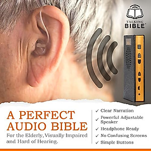 Talking Bible - Electronic Holy Bible Audio Player in English for Seniors, Kids and The Blind, Battery Powered, ESV (English Standard Version), Black