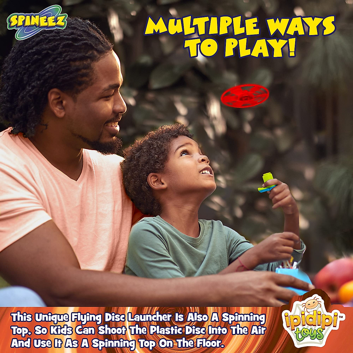 IPIDIPI TOYS Light Up Spinning Tops and Flying Saucer Disc - UFO Light Up Spinner Toy - Stocking Stuffers, Kids Party Favors, School Prize Box Toys, Goodie Bag Fillers (Orange, Set of 12, 36 PCs)