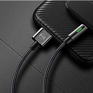 Power Off/On Smart LED Auto Disconnect and Auto Recharge Nylon Braided Sync Charge USB Data 6FT/1.8M Cable Compatible New Phone List Below (Black, 4FT/1.2M)