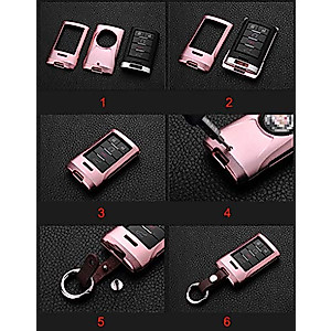 Royalfox 4 5 6 Buttons Luxury Aluminum Metal Key Fob case Cover for Cadillac SRX DTS STS XTS CTS Escalade ,Chevrolet C7 Corvette Silver
