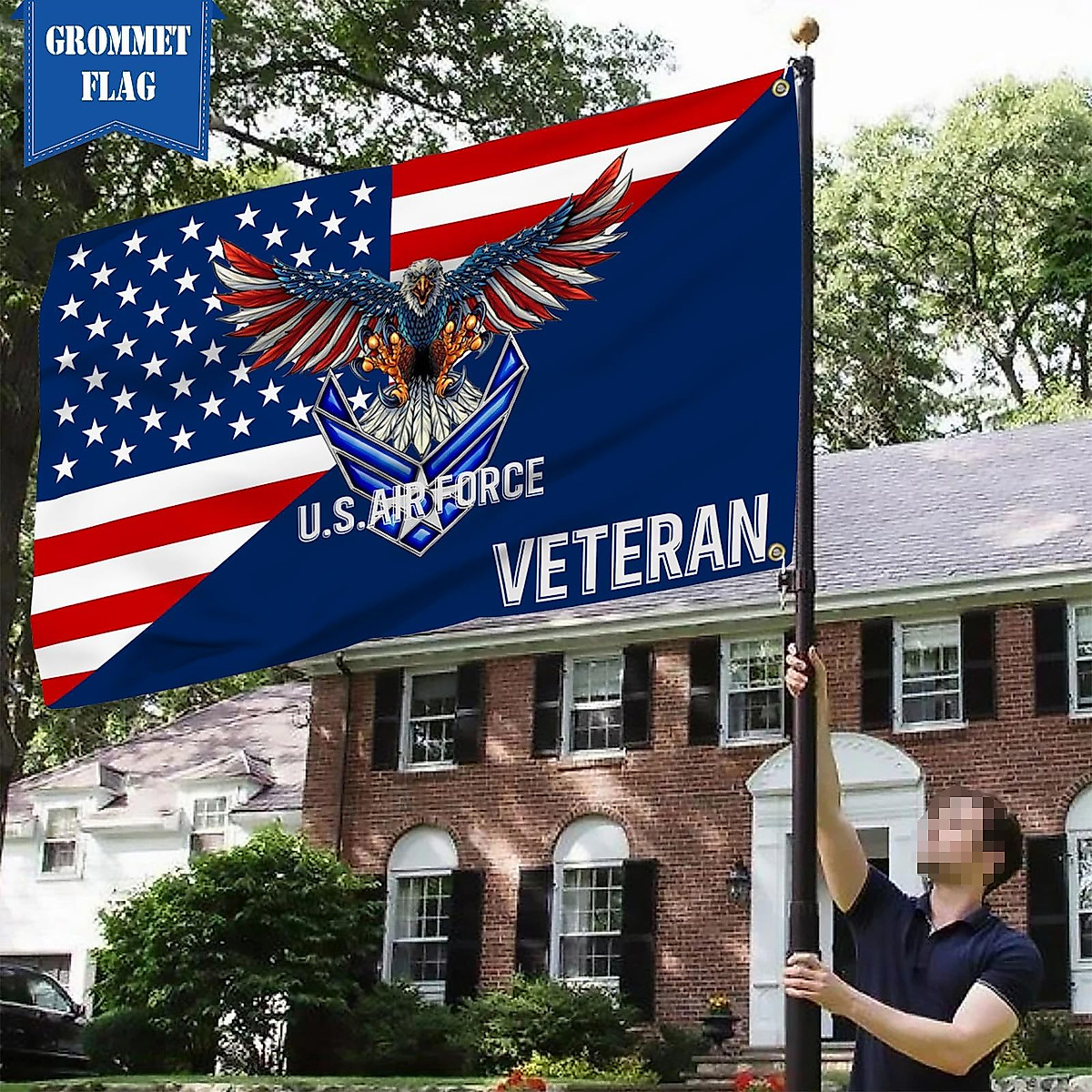 United States Air Force Eagle Veteran Flag with Brass Grommets,U.S.Patriotic Military Veteran Pride Outdoor Flags & Banner 3X5 Sign