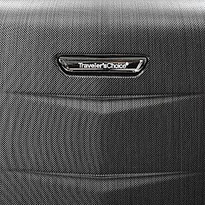 Traveler's Choice Silverwood Polycarbonate Hardside Expandable Spinner Luggage, Brushed Metal, Checked-Medium 26-Inch