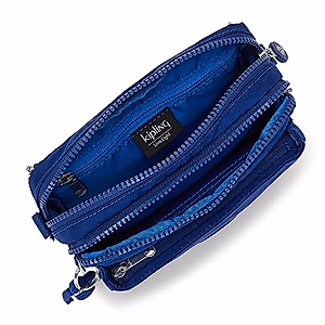 Kipling Women’s Abanu Crossbody Bag, Lightweight, Adjustable Nylon Waist Pack with Multi-Compartment Zip Pockets, Deep Sky Blue