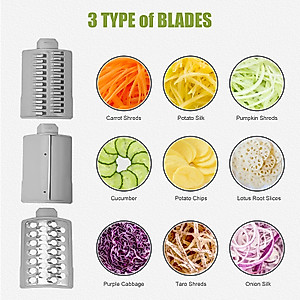 Aiwglenten Electronic Vegetable Slicer is Easy to Use and Flexible,Can be Carried 0utdoors, Has 3 Different Shapes of Blades, Electric Salad Machine Can be Used for Cheese, Fruit, Vegetables