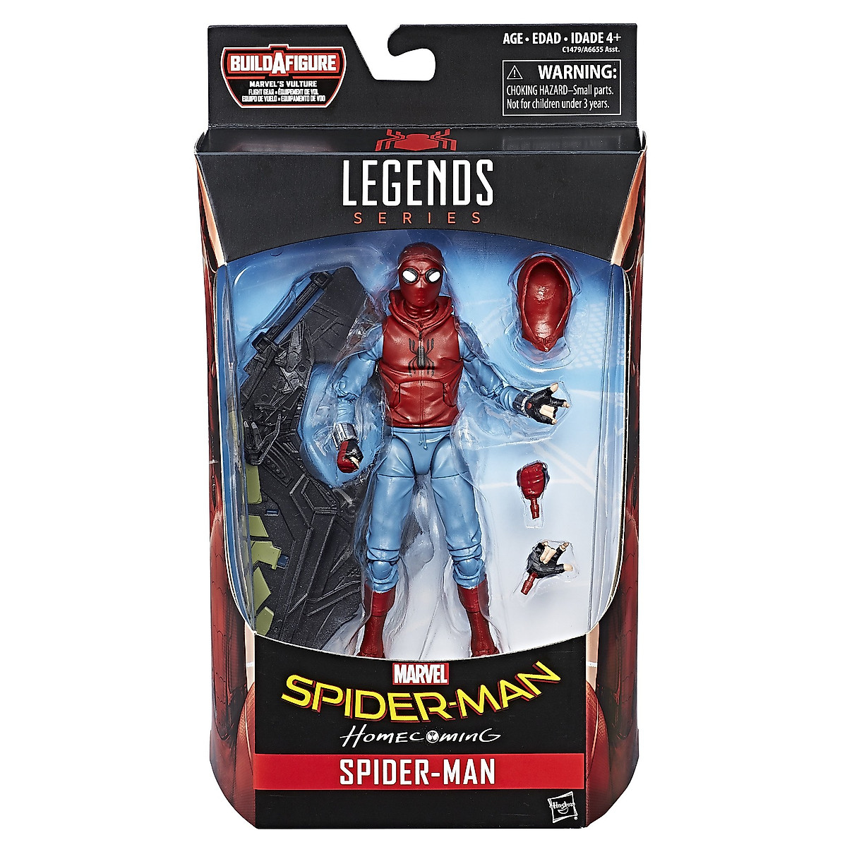 Marvel Legends Spider-Man Homecoming Movie Spider-Man (Homemade Suit) Action Figure (Build Vulture's Flight Gear), 6 Inches