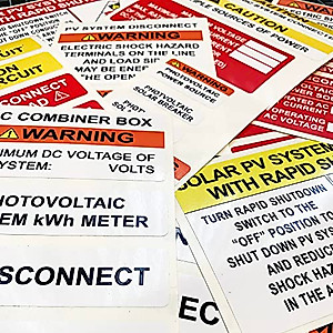 100-102_Solar Safety Labels- Pack of 43-2014, 2017 and 2020 NEC Pack -Solar Label Pack- 43 Premium UV Resistant Solar PV Safety Warning System Labels