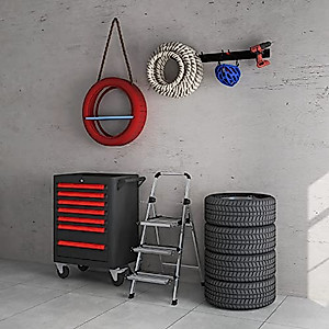 Safstar 36" Tool Storage Rack Clearance, Wall-mounted Garage Tool Organizer with 4 Double Hooks & Rustproof Finish, Heavy Duty Metal Tool Holder for Home Garden Garage Workshop, 328 lbs Load Capacity