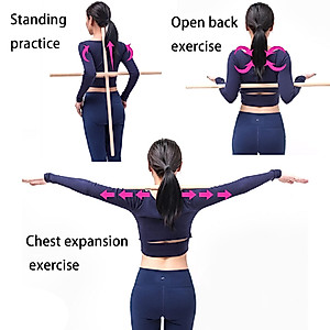 Tiydiygo 2PCS Yoga Rod Stick Set,Portable Pilates Bar Open Back Corrective Hump Round Wooden Stretching Tool with Buckle for Martial Artists Dancers Gymnasts (35.4x0.8Inch)