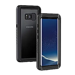 Lanhiem Samsung Galaxy S8+ Plus Case, IP68 Waterproof Dustproof Shockproof Case with Built-in Screen Protector, Full Body Sealed Underwater Protective Clear Cover for Samsung S8 Plus (Black)