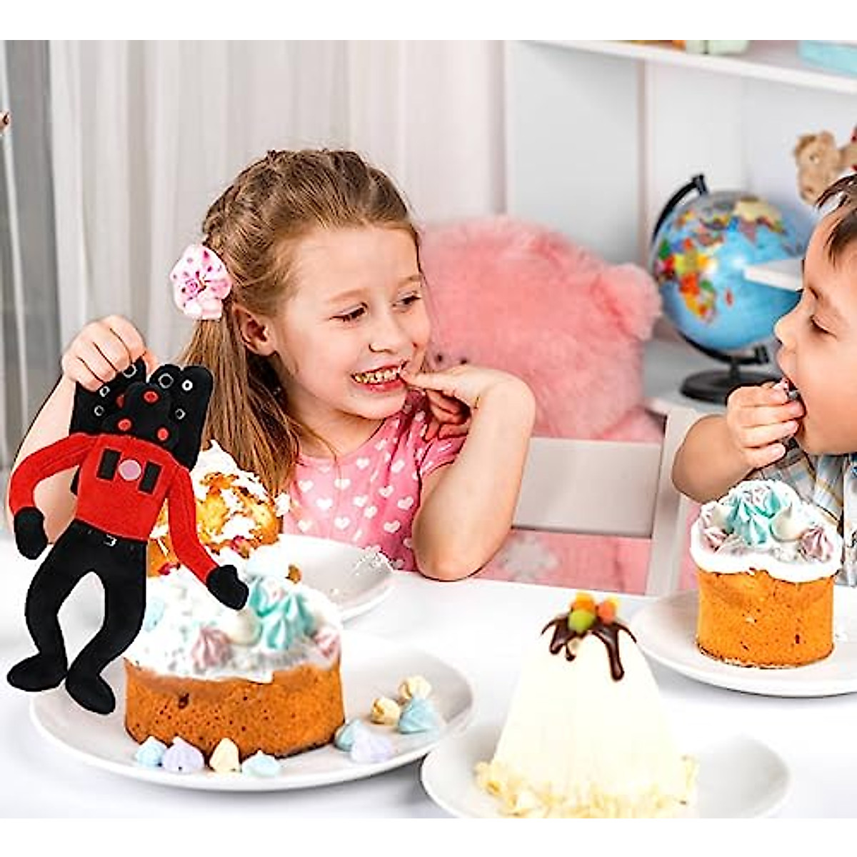 YODOOLTLY SKIBIDI Toilet Toilet Speakerman Bosses Audio Plush Toys Cameraman Doll Horror Game Fun and Whimsical Trio Cameraman Soft Plush (Red)