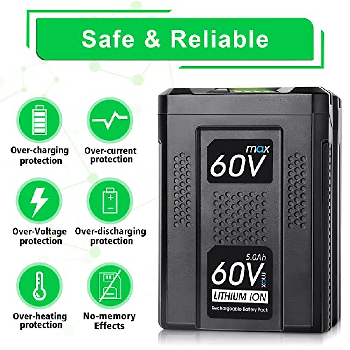 【Upgrade】 DSANKE 60V 5.0Ah Lithium Ion Replacement Battery for Greenworks Pro 60V Battery LB60A03 LB60A02 LB60A00 Cordless Power Tool Battery