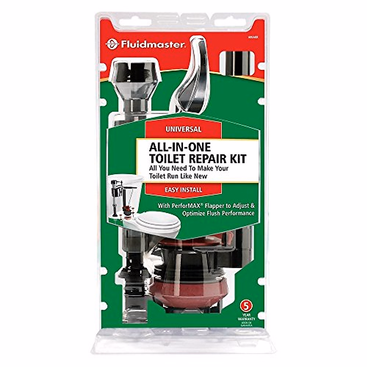 Fluidmaster 400AKR Universal All in One Toilet Repair Kit for 2-Inch Flush Valves, Easy Install