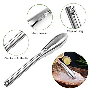 4Pcs Fish Scale Remover, Stainless Steel Fish Scaler Fish Cleaning Kit, Fish Skin Graters Cleaning Peeler Scaler Scraper with Bottle Opener for Kitchen Fish Cleaning Tools